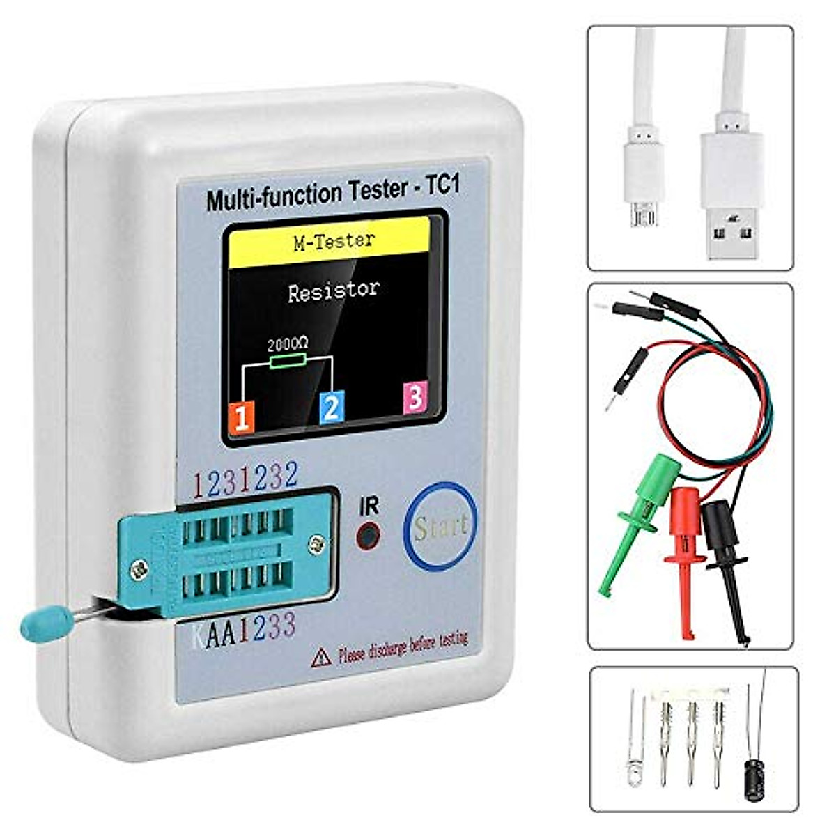 Multi-Function Tester, 3.5 inch Colorful Display Pocketable Multifunctional TFT Backlight Transistor LCR-TC1 Tester for Diode Triode Capacitor Resistor Transistor LCR ESR NPN PNP MOSFET LW21