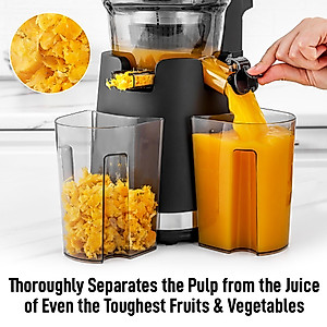 Zulay Fruit Press Machine - Masticating Juicer Machine with High Yield, Quiet Motor, & Reverse Function - Cold Press & Carrot Juicer with Wide Chute - Slow Juicer Machines for Fruits & Vegetables