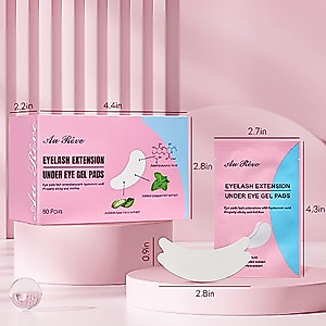 AuReve 50 Pairs under eye patches,eye pads lash extensions add hyaluronic acid,Eyelash Extension Under Eye Gel Pads suitable for most people