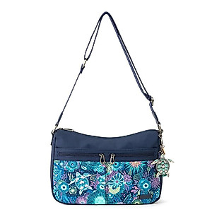 Sakroots womens & Bag, Purse, New Adventure Hobo Shoulder Crossbody Bag Stylish Roomy Purse Made From Recycled Materials, Royal Blue Seascape, One Size US