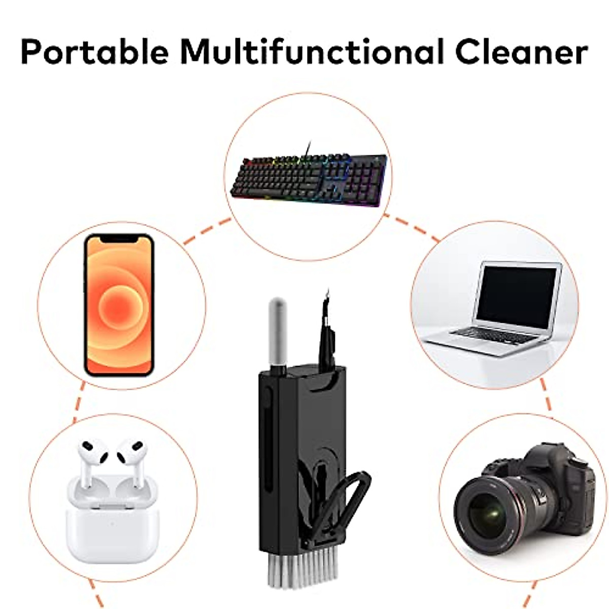 8 in 1 Electronic Cleaning kit - Keyboard Cleaner, Keyboard Cleaning Kit, Laptop Cleaner, Laptop Cleaning Kit, Electronic Cleaner Kit for Airpods Pro/Laptop/Phone(Give Away a Flannel Cloth) Black