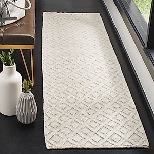 SAFAVIEH Vermont Collection Runner Rug - 2'3" x 12', Ivory, Handmade Wool & Cotton, Ideal for High Traffic Areas in Living Room, Bedroom (VRM104A)