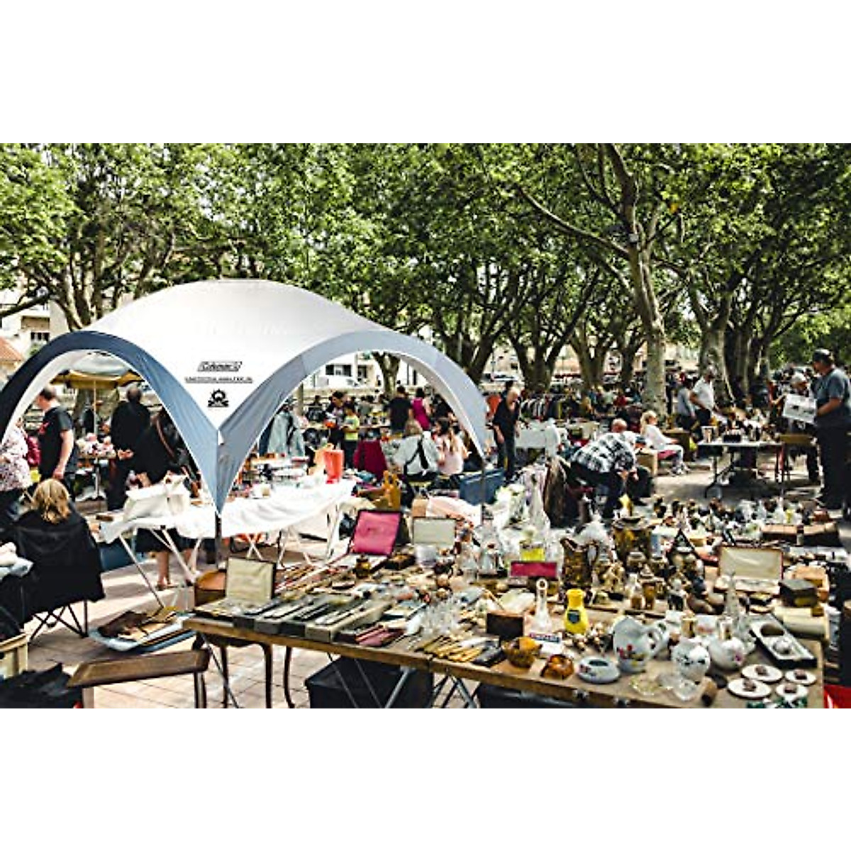 Coleman Gazebo, Fastpitch Shelter XL for Garden and Camping, Sturdy Steel Construction, Large Tent, Portable Sun Shelter with Protection SPF 50, White, XL - 4.5 x 4.5 m