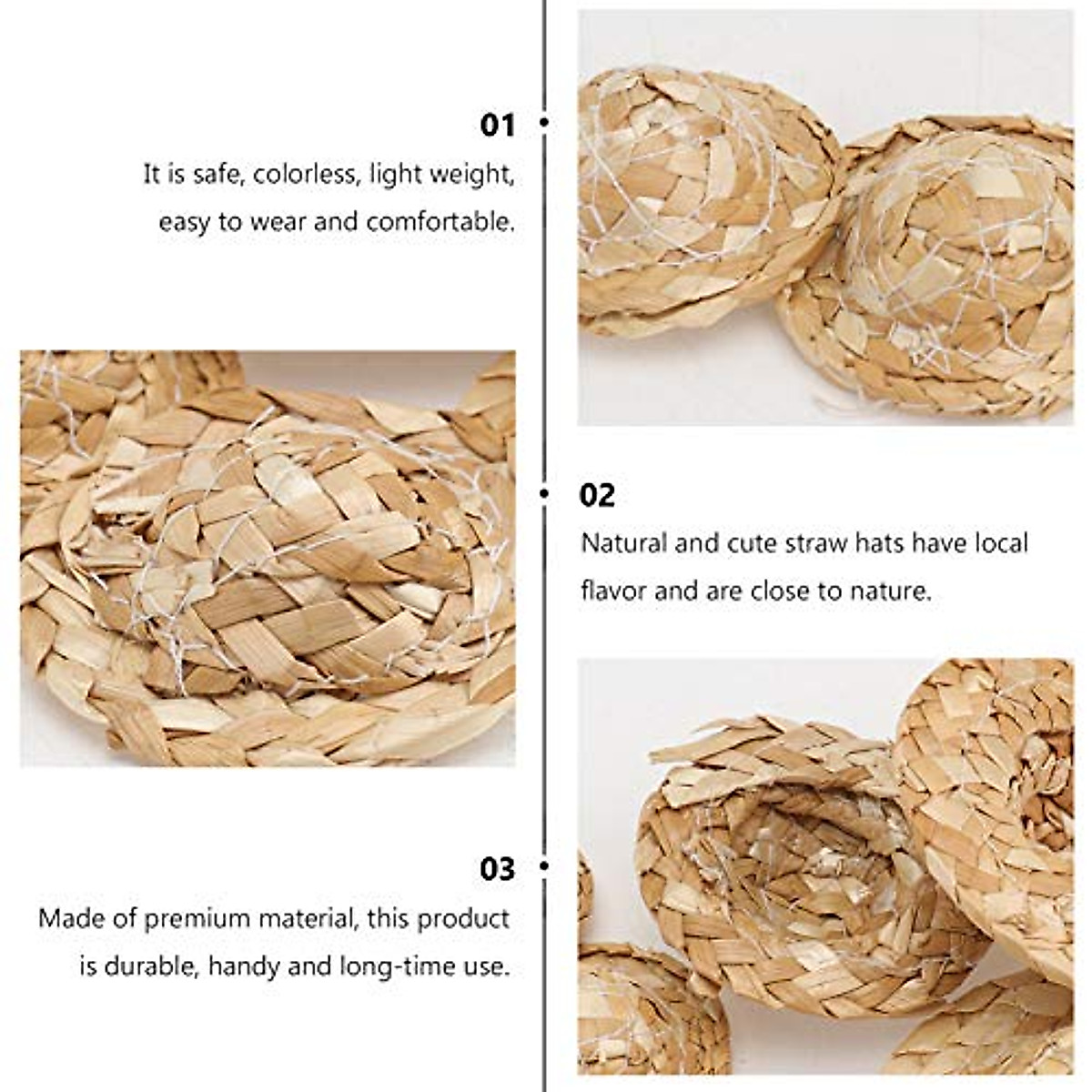 balacoo 6pcs Parrot Birds Straw Woven Hat Funny Mini Size Bamboo Hat Cockatiel Parakeets Canary Conure Party Head Wear for Parrot Parakeet Bearded Dragons