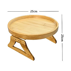 Couch Arm Table Tray, Wooden Sofa Tray Table, Durable Circular arm Tray with a Clip Design, Foldable Sofa Arm Tray, Armrest for Couch, Stable Sofa Arm Table for Eating and Drinking