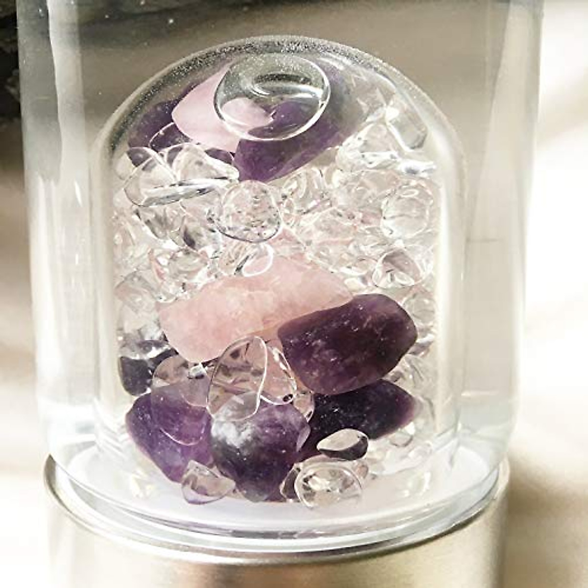 VitaJuwel ViA WELLNESS - Crystal Water Bottle with Amethyst, Rose Quartz & Clear Quartz