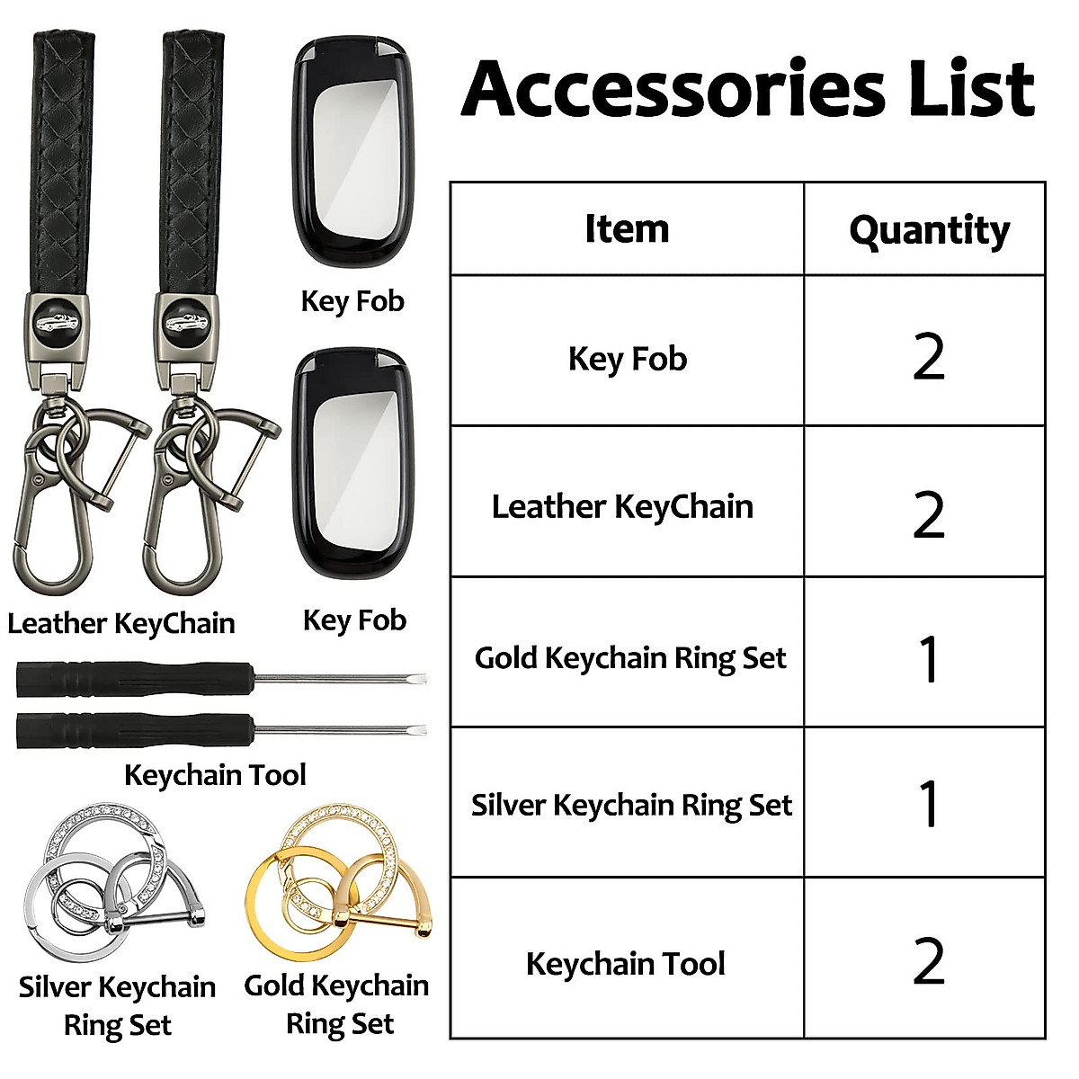 Kawoco 2Set Gift Package for dodge journey key fob cover with extra for dodge durango accessories about car key,Compatible with dodge durango accessories about car key,Black