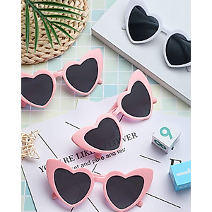 Flutesan 12 Pair Wedding Heart Shaped Sunglasses Bachelorette Vintage Cat Summer(White, Pink, Black Gray)