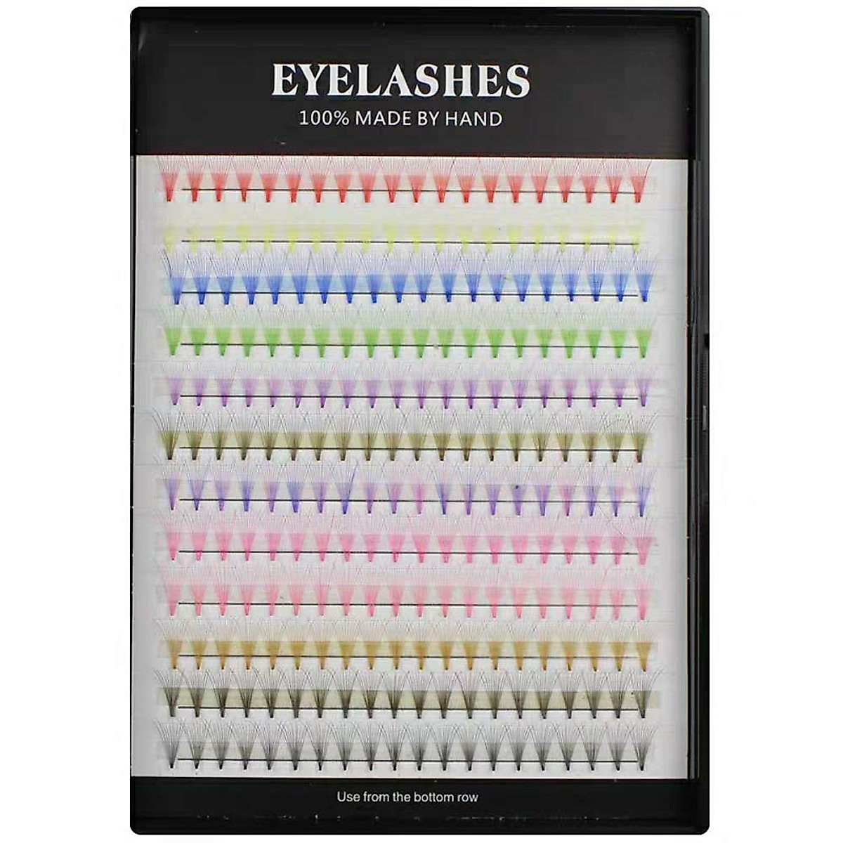12Rows 240Pcs 10D Colorful Individual Premade Fans False Eyelashes Mixed 12 Colors Volume Eye Lashes Extensions Makeup Cluster Eyelashes 8/10/12/13/14/15/16mm Available(12MM)