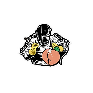 HTLiem Weld Fast Eat A** Waterproof Vinyl Sticker, Welder Sticker, Fitter, Blue Collar Decal, Funny Helmet Sticker for Men/Women, Hardhat Helmet Sticker, Tool Box Sticker