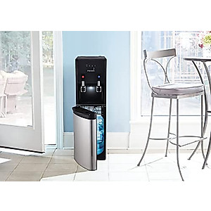 Primo Bottom-Loading Water Dispenser - 2 Temp (Hot-Cold) Water Cooler Water Dispenser for 5 Gallon Bottle w/Child-Resistant Safety Feature, Black and Stainless Steel