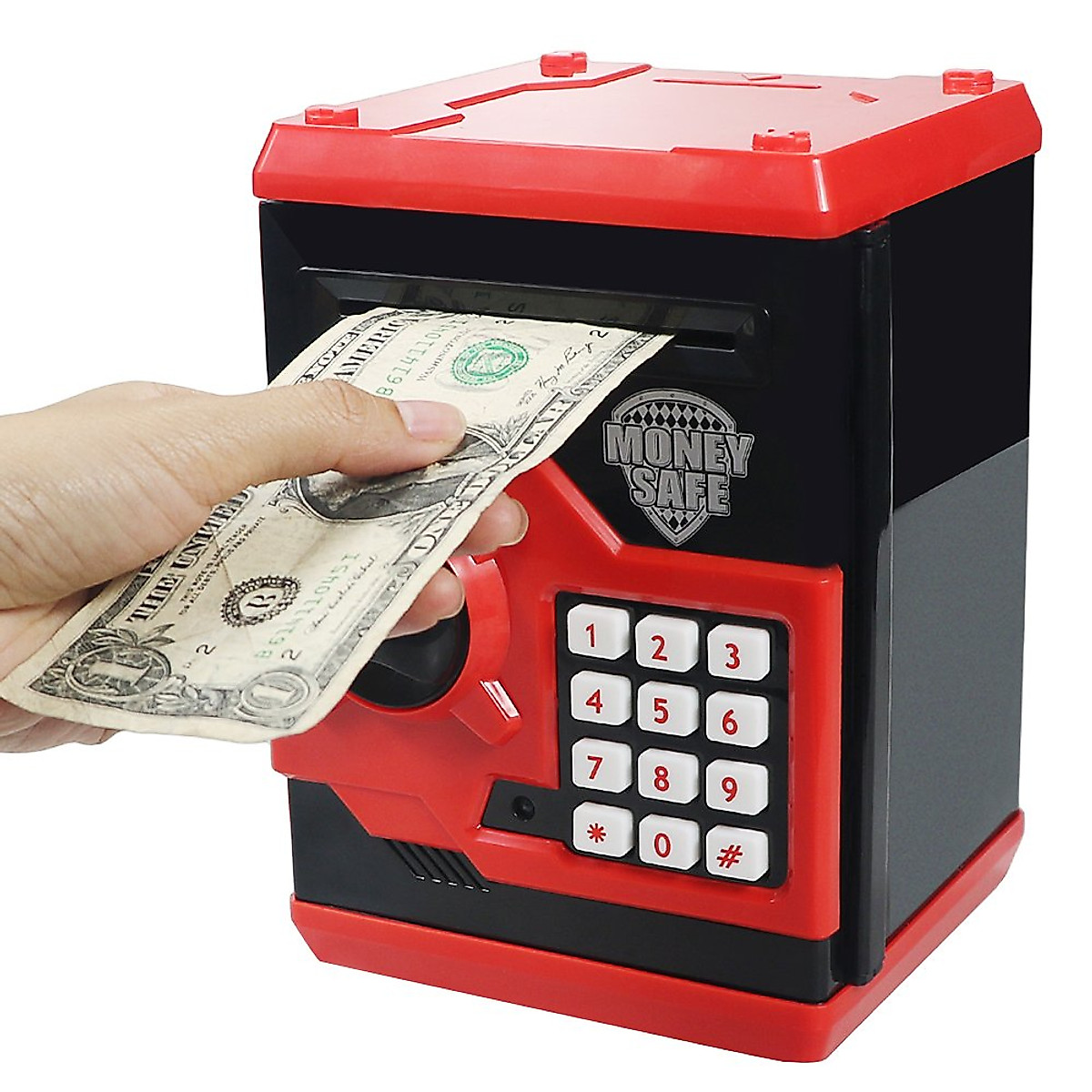 Cargooy Mini ATM Piggy Bank ATM Machine Best Gift for Kids,Electronic Code Piggy Bank Money Counter Safe Box Coin Bank for Boys Girls Password Lock Case