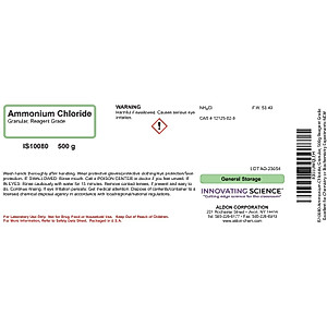 ALDON Innovating Science Ammonium Chloride, Granular, 500g - Reagent Grade - Excellent for Chemistry or Biochemistry Experiments - The Curated Chemical Collection