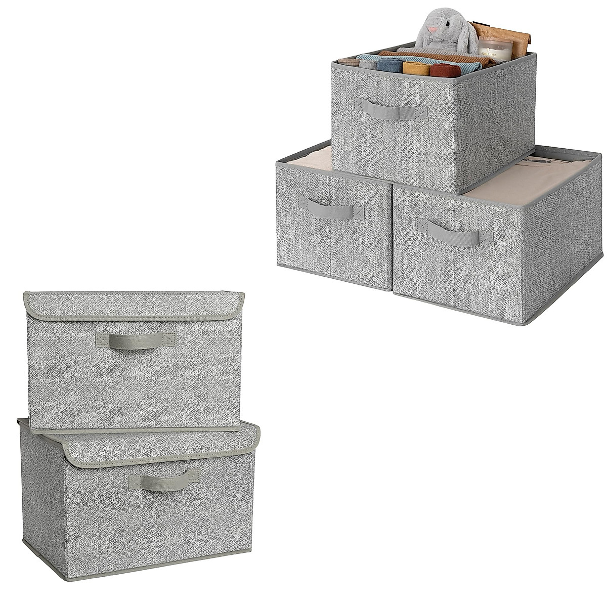 GRANNY SAYS Bundle of 2-Pack Large Storage Bins for Wardrobe & 3-Pack Rectangle Fabric Storage Bins