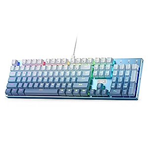 Redragon K556 SE RGB LED Backlit Wired Mechanical Gaming Keyboard, Aluminum Base, 104 Keys Upgraded Socket, 3.5mm Sound Absorbing Foams, Hot-Swap Linear Quiet Red Switch, Gradient Blue