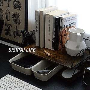 Desk Organizers, File Organizer for Desk, Wood Paper Letter Tray Organizer Stackable for School, Home, Office Supplies with Pen Holder (2 Layer)