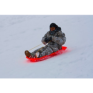 ESP 48" Day Glow Sno-Twin Toboggan – Two-Rider Sled – Tough Polyresin, Diamond-Polished Bottom – Neon Orange 1143