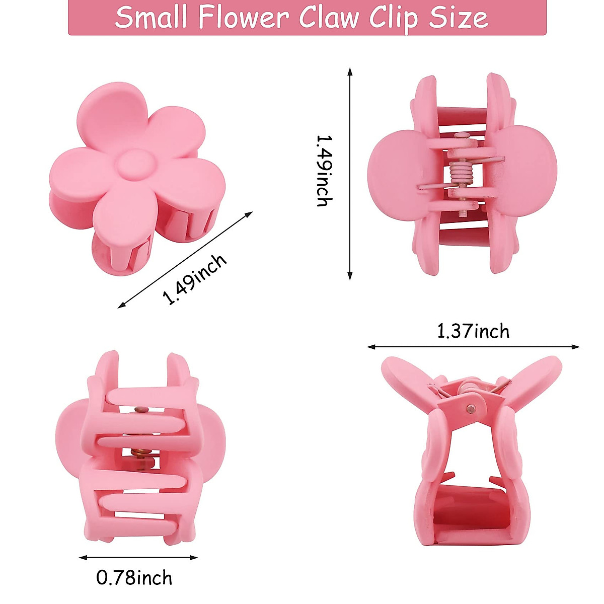 Cute Flower Claw Clips, 15 PCS 1.49 Inch Small Jaw Clips for Women Girls Thin/Medium/Thick Hair, 15 Colors Nonslip Strong Hold Clamps Catch Barrettes Hair Accessories