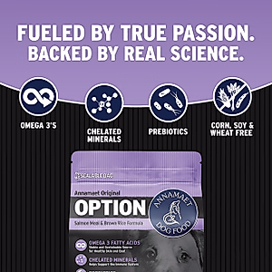Annamaet Original Option Formula Dry Dog Food, 24% Protein (Salmon & Brown Rice), 5-lb Bag