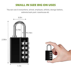 KeeKit Combination Padlock, 4 Digit Combination Lock, Resettable Waterproof Gate Lock for Locker, Gym, Fence, Case, School & Employee Locker, Toolbox – 2 Pack, Black