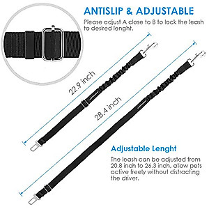 URPOWER Upgraded Dog Seat Belt 2 Pack Dog Car Seatbelts Adjustable Pet Seat Belt for Vehicle Nylon Pet Safety Seat Belts Heavy Duty & Elastic & Durable Car Seat Belt for Dogs, Cats and Pets