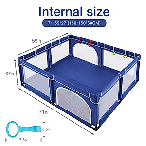 Baby Playpen , RONBEI 71x59in Extra Large Playpen for Babies and Toddlers, Baby Playard Playpen Breathable Mesh for Toddler/Infant Children