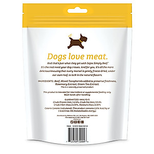 SOJOS Natural Pet Food Simply Beef Freeze-Dried Dog Treats, 4 oz, Yellow