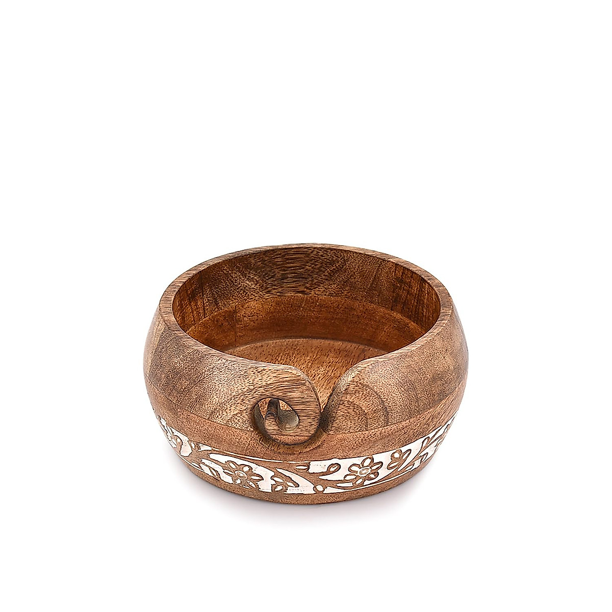 BHAVATU Yarn Storage Mango Wood Yarn Bowl for Crocheting | Crochet/Knitting Yarn Bowls Best Gift from Craft Supplies (6" x 6"x 3")