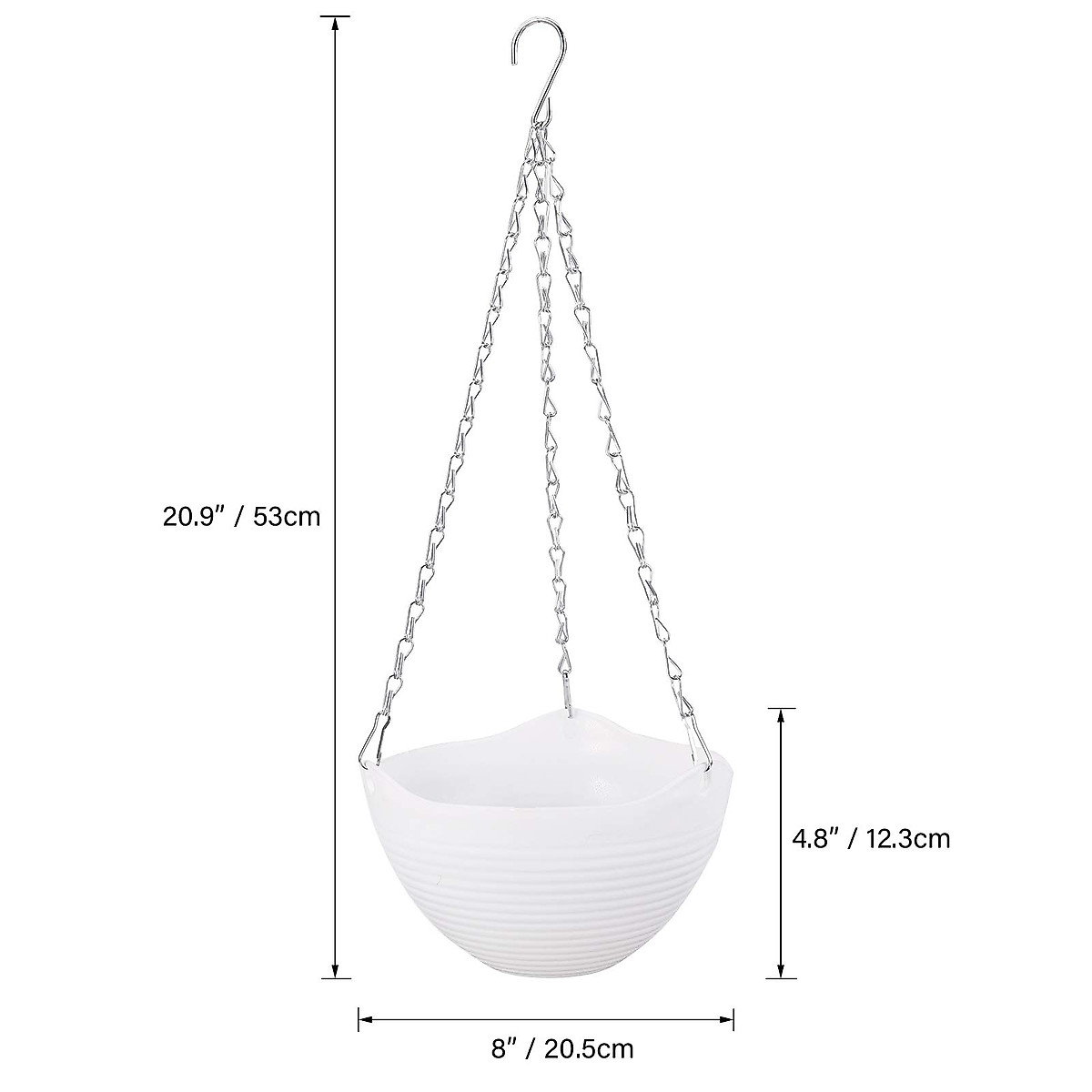 Foraineam 8 Pack White Hanging Planters Self-Watering Indoor Outdoor Garden Flower Plant Pot Containers with Drainer and Hanging Chain
