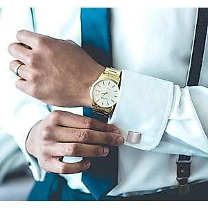 FIBO STEEL Stainless Steel Classic Cufflinks for Men Wedding Business Mens Father's Day Dad Birthday Gifts