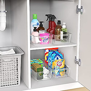 Simple Houseware 4PK L Size Kitchen Bin Organizer, 14" x 7" x 3.75", Clear