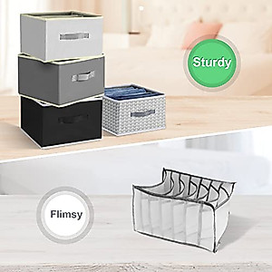 homsorout Jeans Organizer for Closet, Wardrobe Clothes Organizer with Handles, Foldable Drawer Organizers for Clothing, Closet Organizers and Storage for Clothes, Jeans, Sweater, 2 Pack, Grey