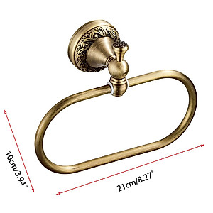 QIXIAMO Brass Towel Oval Vintage Towel Rack Wall Mounted Towel Holder Antique Craft Bathroom Accessories for Home Hotel