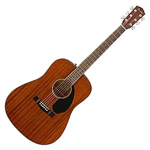 Fender Acoustic Guitar, CD-60S, with 2-Year Warranty, Dreadnought Classic Design with Rounded Walnut Fingerboard, Glossed Finish, All-Mahogany Construction