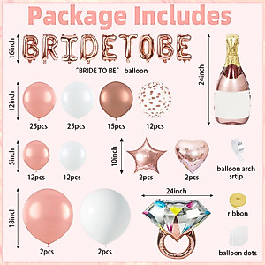 180Pcs Bachelorette Party Decorations,Pink Rose Gold Decor,Bridal Shower Party Supplies Balloon Arch,Bride To Be Party Favors Tableware Set Plates Fork Cups Napkins Tablecloth,Sash,Vail,Tiara
