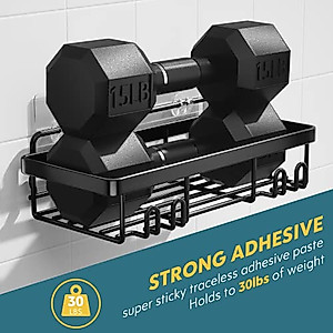 Shower Caddy, Shower Shelf for Inside Shower with 8 hooks, 4 Pack Adhesive Shower Organizer with Soap Holder and Toothbrush Holder,SUS 304 Rustproof Stainless Steel Shower Storage Shower Rack-Black