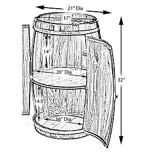 Vintiquewise Wooden Wine Barrel Shaped Wine Holder, Bar Storage Lockable Storage Cabinet