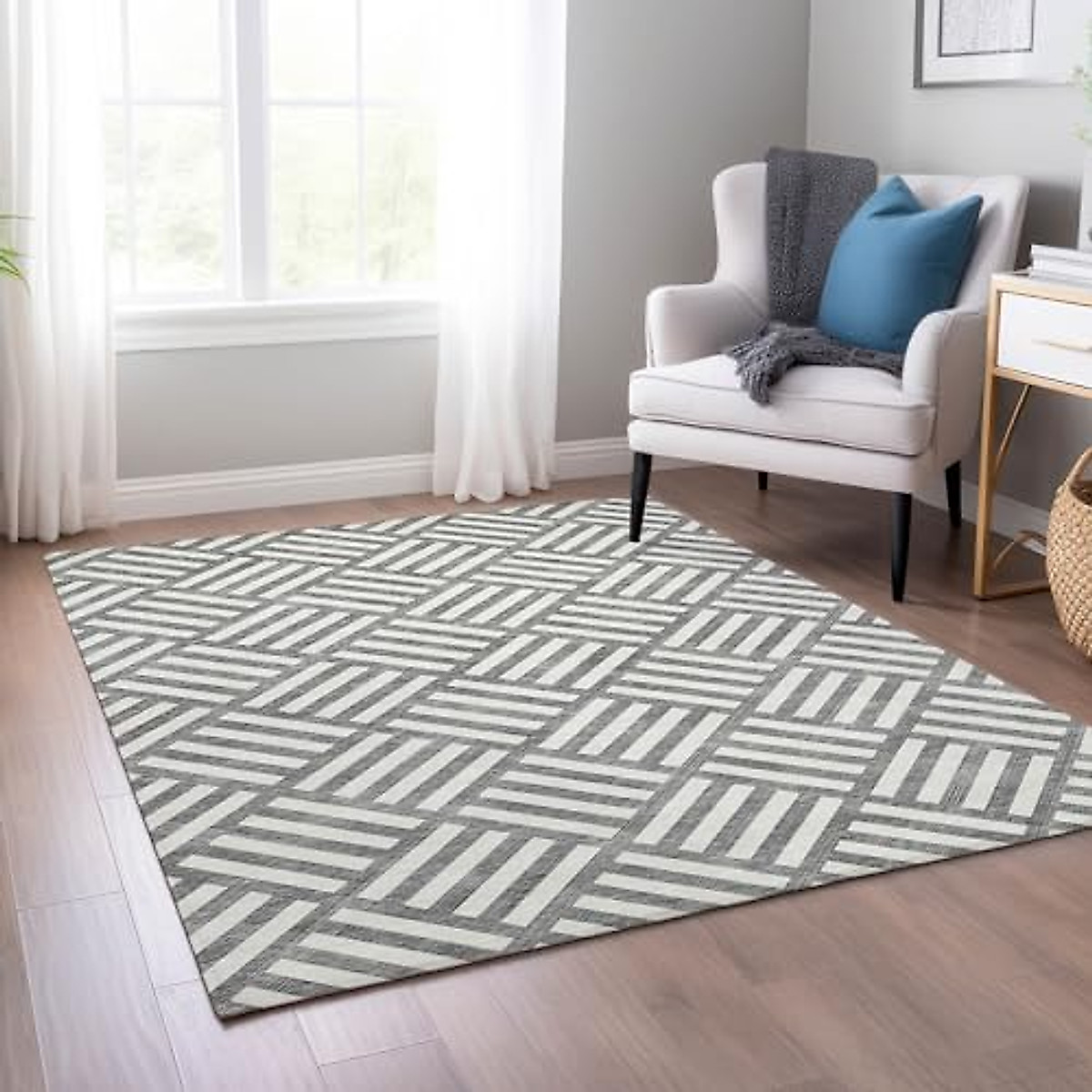 Addison Rugs Chantille ACN620 Charcoal 9' x 12' Indoor Outdoor Area Rug, Easy Clean, Machine Washable, Non Shedding, Bedroom, Living Room, Dining Room, Kitchen, Patio Rug