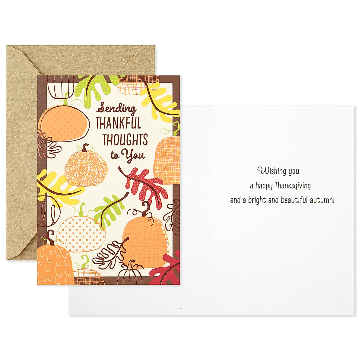 Hallmark Thanksgiving Cards Assortment, Sending Thankful Thoughts (6 Cards with Envelopes)