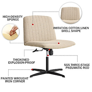 HomVent Swivel Chair Furry Fabric Office Chair with Thick Padded Seat L Shape Desk Chair for Bedroom,Study Room,Living Room
