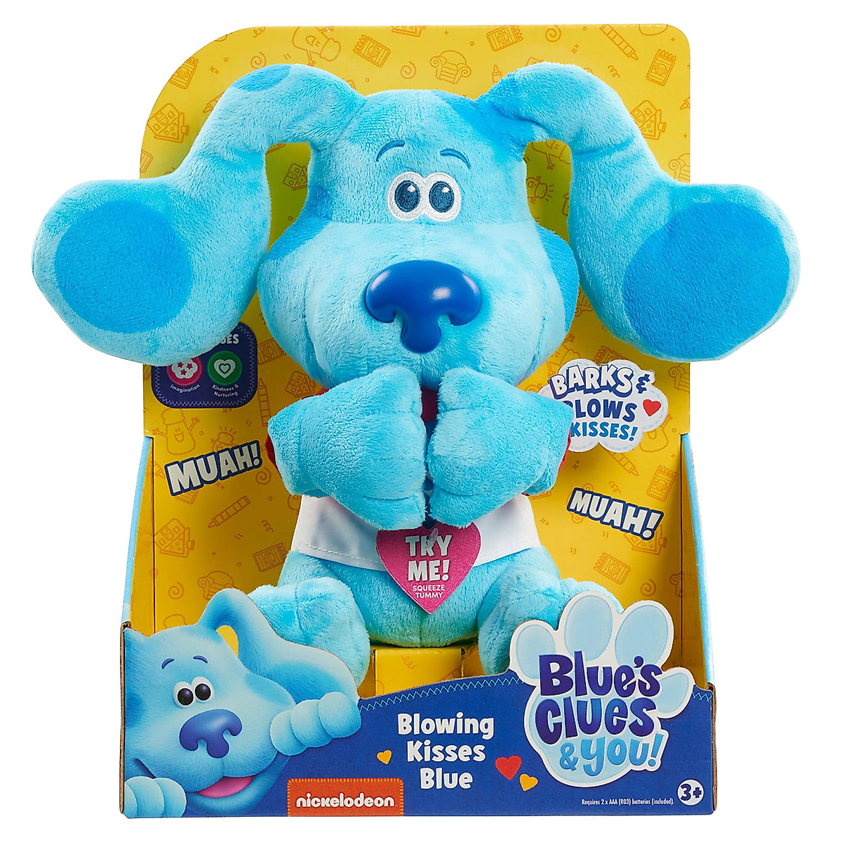 Blue’s Clues & You! Blowing Kisses Blue Feature Plush Stuffed Animal with Sounds and Movement, Dog