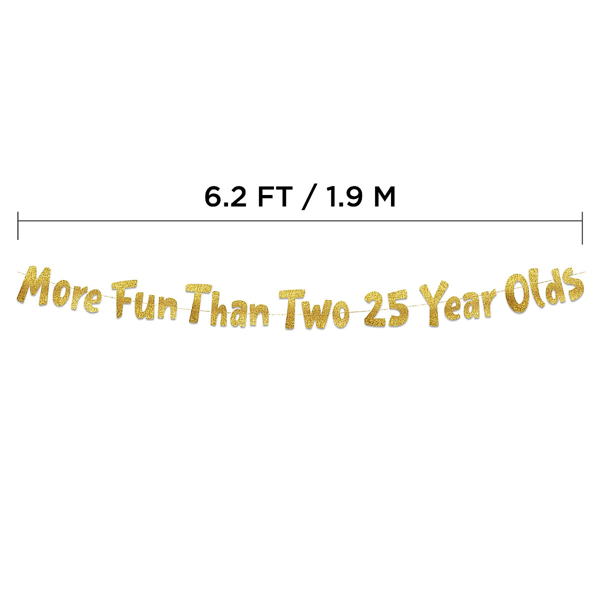 More Fun Than Two 25 Year Olds Gold Glitter Banner - Happy 50th Birthday Party Banner - 50th Birthday Party Decorations and Supplies - 50th Wedding Anniversary Decorations