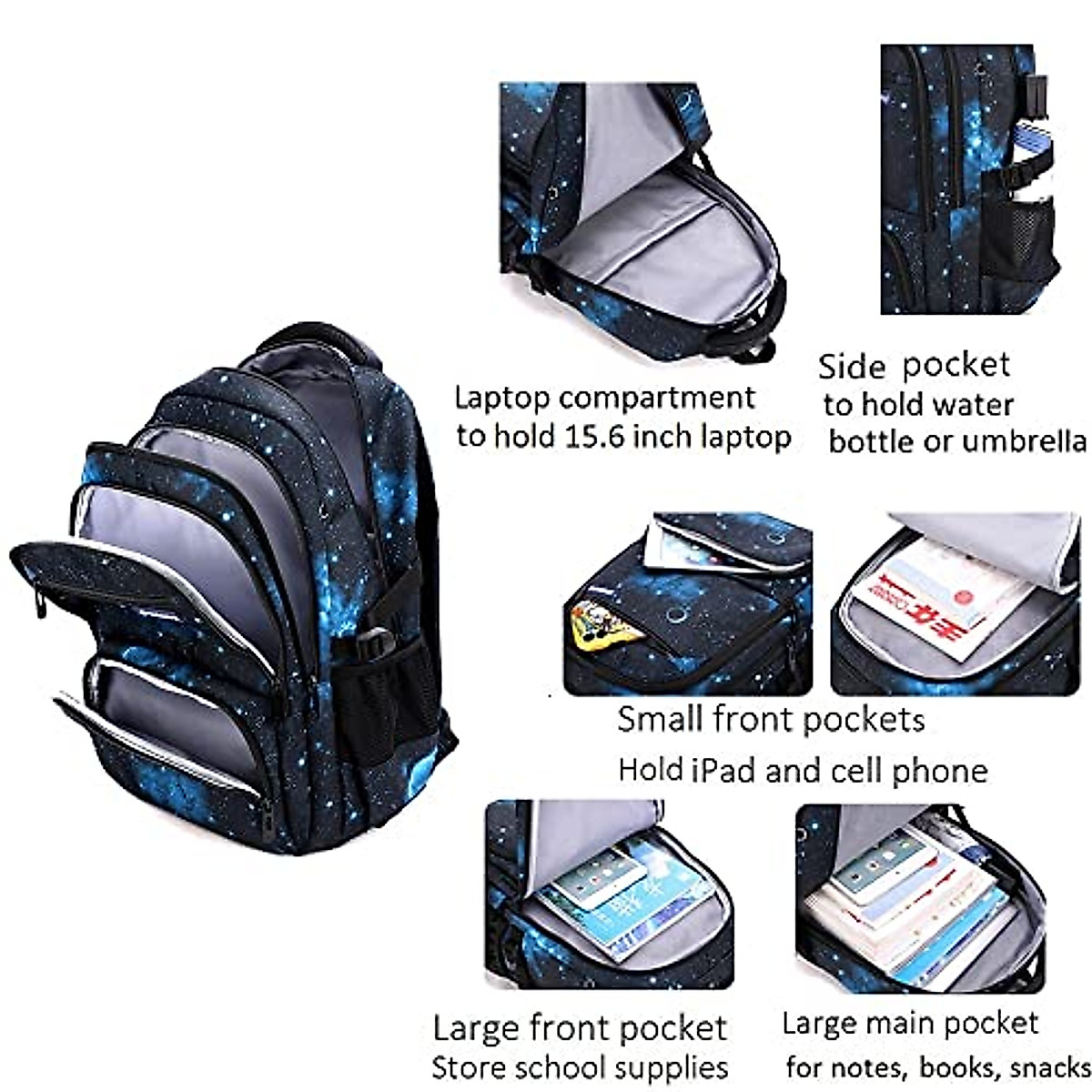 3Pcs Boys Galaxy Rolling Backpack Wheeled School Bag Kids 6 Wheels Trolley Bookbag Carry on Luggage with Lunch Bag