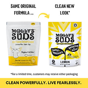 Molly's Suds Natural Oxygen Whitener | Natural Bleach Alternative, Plant-Derived Ingredients | Whitens Brights and Brightens Colors (Pure Lemon Essential Oil - 41.09 oz)