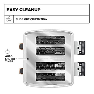 Crux 4-Slice Toaster with Extra Wide Slots & 6 Setting Shade Control, Black Stainless Steel