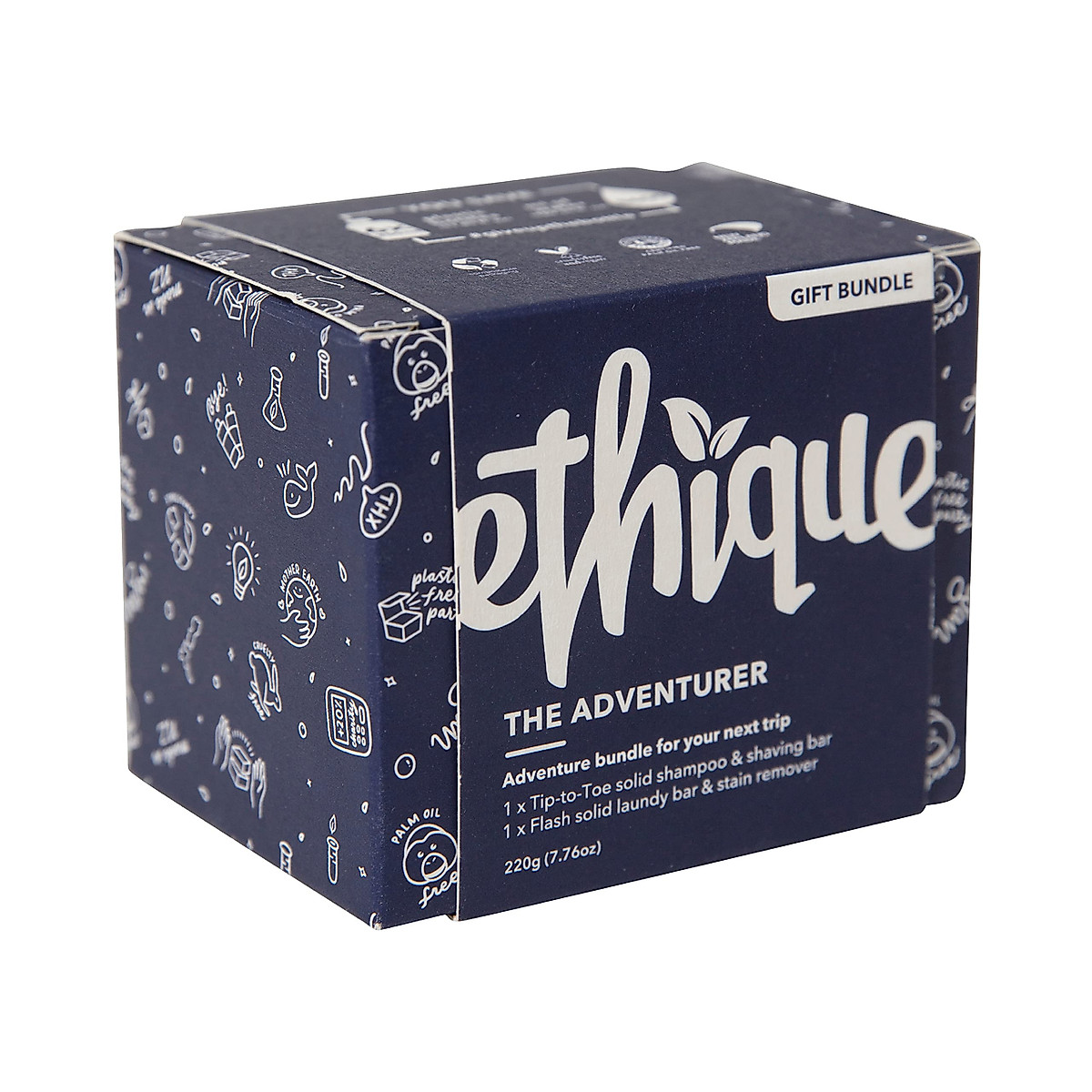 Ethique The Adventurer Gift Pack for Travelers - Shampoo, Laundry, Shaving & Stain Remover Bundle - Plastic-Free, Vegan, Cruelty-Free, Eco-Friendly, 7.4 oz (Pack of 1)