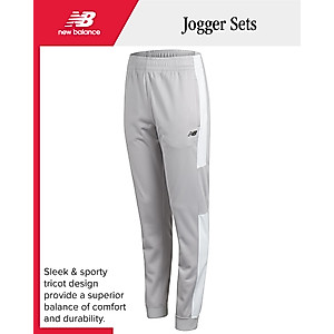 New Balance Boys’ Sweatpants – 4 Pack Active Tricot Jogger Sweatpants – Performance Track Pants with Pockets for Boys (4-20), Size 14-16, Lead/Raincloud
