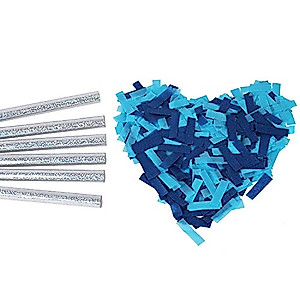 Battife 6Pack Gender Reveal Confetti Wands, Blue Confetti Shoot Poppers, Tissue Paper Confetti Flick Flutter Sticks for Boy Baby Born Shower Party Decorations Supplies - Blue 14inch
