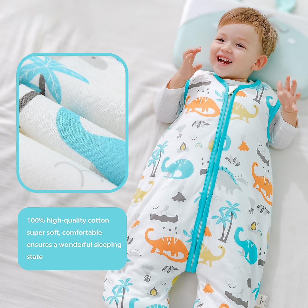 Mosebears Baby Sleep Sack with Feet，Baby Winter Sleep Sack for Toddler Thicken 2.5 TOG (3-4T Years, Baby height 38-42 inches)