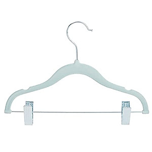 24-Pack Light Blue Velvet Hangers with Movable Clips for Baby and Kids Clothes, Slip-Resistant, Space-Saving for Pants, Leggings, Skirts, Shorts, Jackets, 360 Degree Swivel Hook (12x8 in)